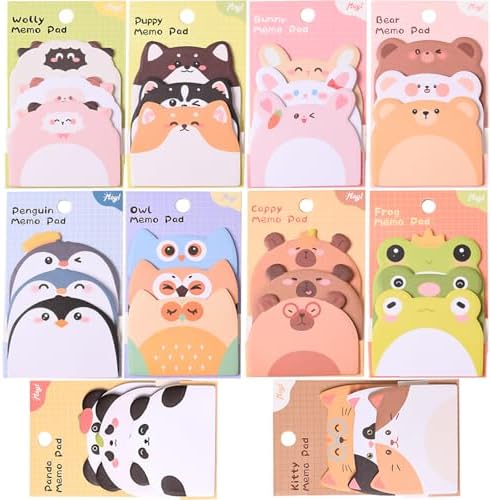 Amazon.com : Cute Sticky Notes, 10 Pack 450 Sheets Cartoon Animal ...