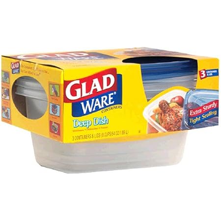 Amazon.com: GladWare Deep Dish Containers with Lids, 8 Cups (64 oz) 3 ...