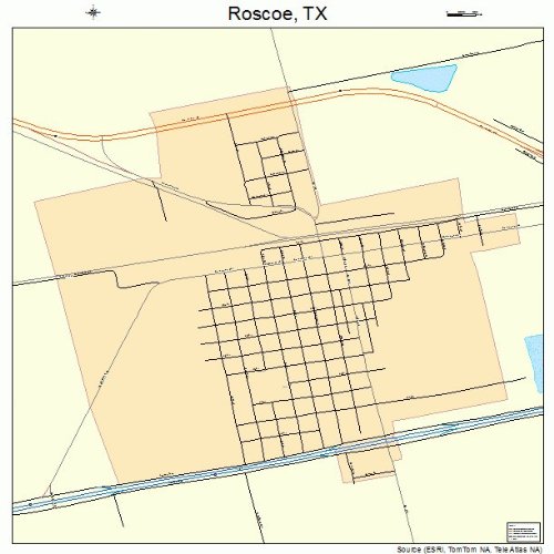 Large Street & Road Map of Roscoe, Texas TX - Printed poster size wall ...