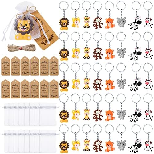 Amazon.com: Whaline 64pcs Jungle Safari Animals Keychains 21 Sets ...