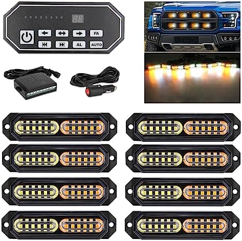 Amazon.com: Led Grille Strobe Lights with 9 Key Switch, 20 Flashing ...