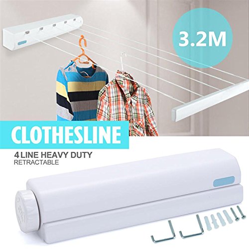 Retractable Clothes Line Indoor/Outdoor Space Saving Clothes line with ...