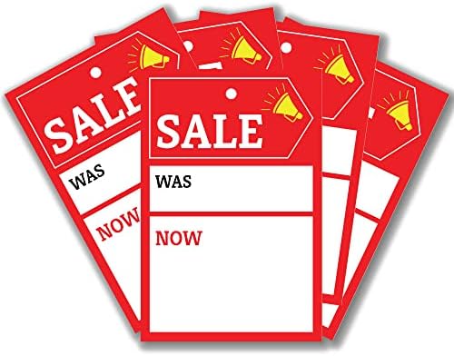 Pack of 100 Sale Tags for Retail Cards (85 x 55 mm) Sale Signs ...