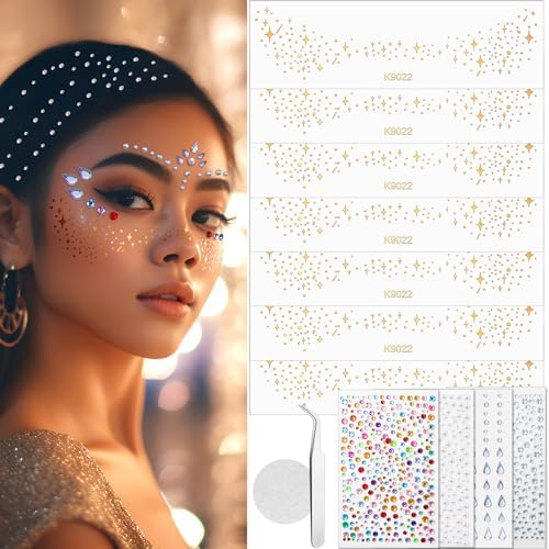 Amazon.com : Mity rain Glitter Freckles And Face Gems - 10 Sheets Face ...