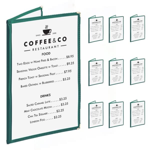 Snapklik.com : Set Of 10 Green 8-1/2 X 11 Double Fold Restaurant Menu ...