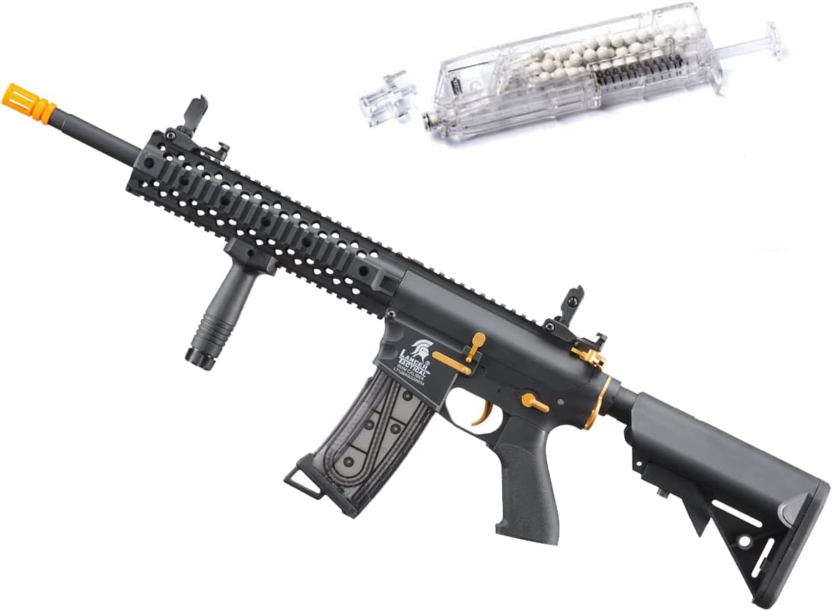 Amazon.com : Lancer Tactical Gen 2 Evo Gold Accent Airsoft AEG Rifle ...