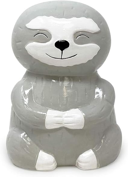Amazon.com : Isaac Jacobs Ceramic Sloth Money Bank, Cute Piggy Bank for ...