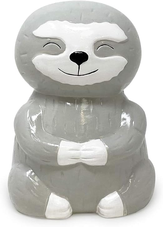 Amazon.com : Isaac Jacobs Ceramic Sloth Money Bank, Cute Piggy Bank for ...