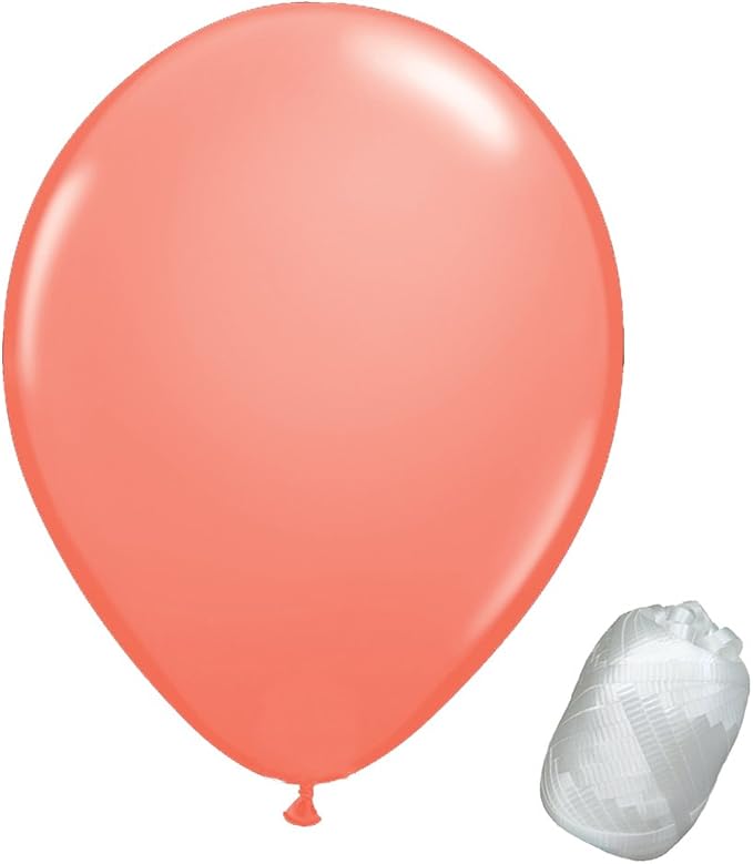 Amazon.com: 20 Pack 11" Coral Latex Balloons with Matching Ribbons ...