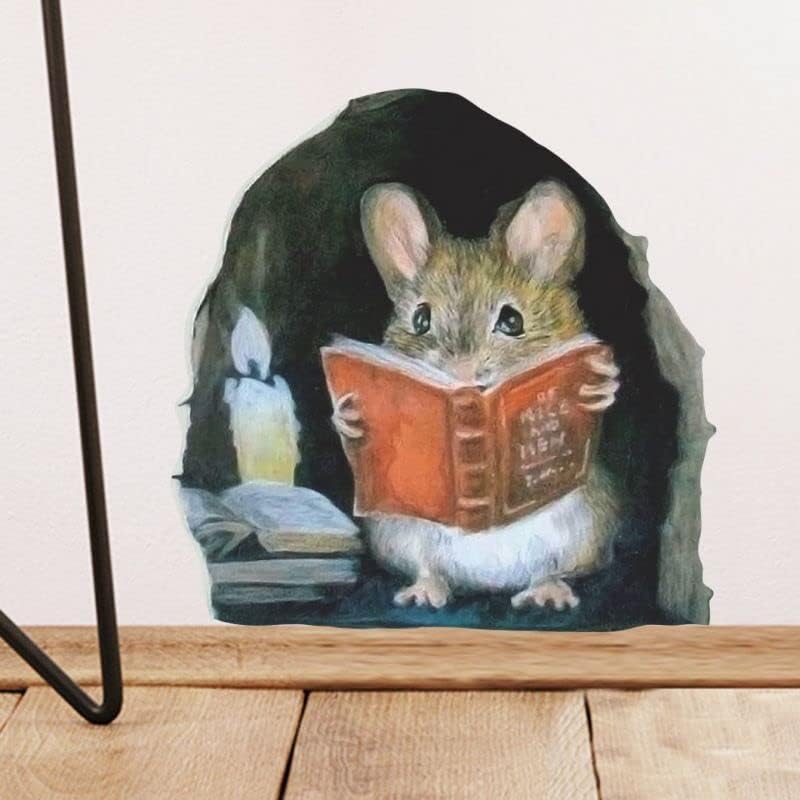 Amazon.com: 3Pcs 3D Realistic Mouse Wall Stickers, Mouse Reading Book ...