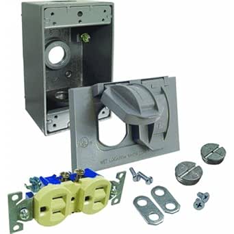 Hubbell 5839-5 Single Gang Box Horizontal Cover with Duplex Receptacle ...
