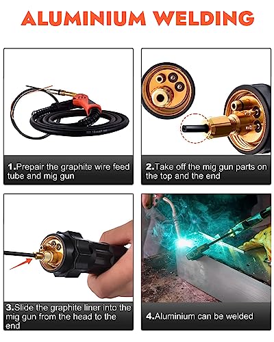 HZXVOGEN 250A Aluminum MIG Welder 6 in 1 Gas/Gasless Flux Cored/Mix ...