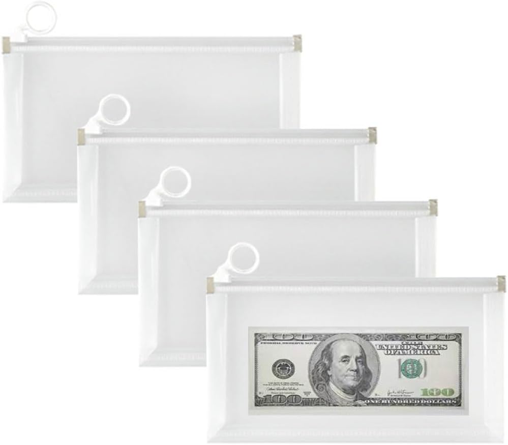 Amazon.com: Bewudy 4 Pcs Money Bags with Zipper, Clear Cash Envelopes ...