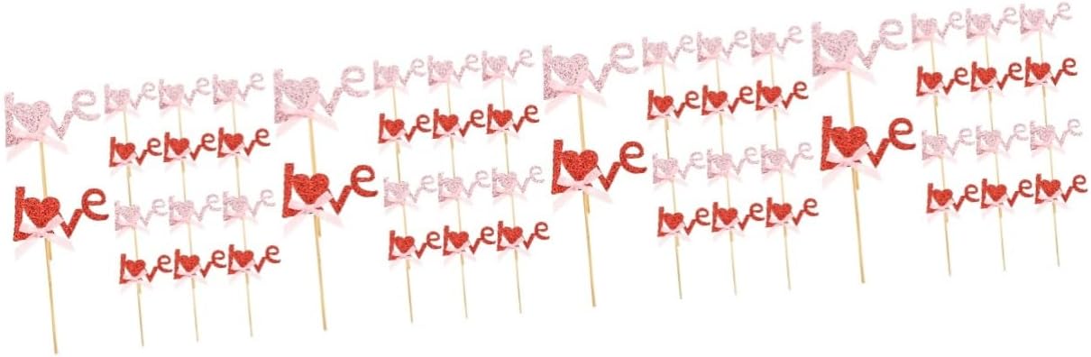 PRETYZOOM 48 Pcs Love Cake Insert Love Cake Toppers Dessert Picks Cake ...