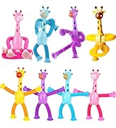 Amazon.com: SUKIPIN Pop Tube Giraffe Toy, 4 Pack Telescopic Suction Cup ...