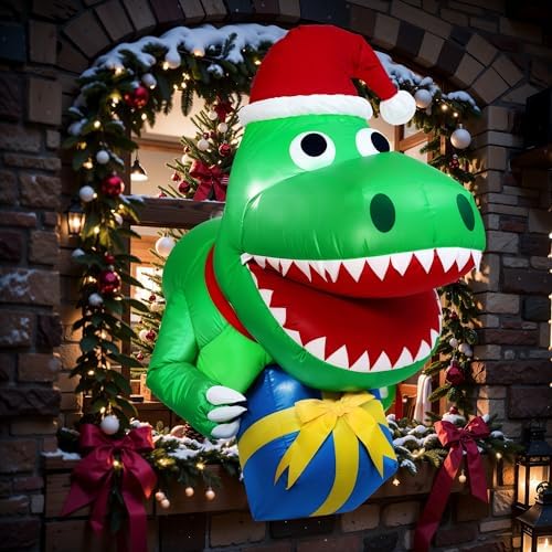 Amazon.com: Joiedomi 6 FT Christmas Dinosaur Inflatable, Dinosaur in a ...