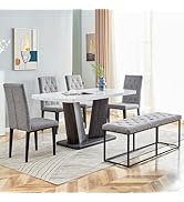 Amazon.com - 4 Piece Dining Table Set,46” Modern Dining Table Set for 4 ...