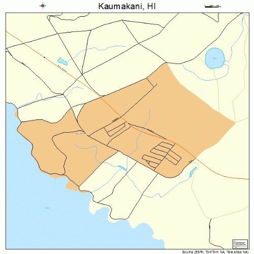 Amazon.com: Large Street & Road Map of Kaumakani, Hawaii HI - Printed ...
