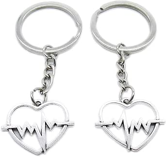 Amazon.com: 5 Pieces Metal Antique Silver Color Keychains Keyrings ...