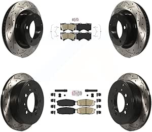Transit Auto - Front Rear Ceramic Pads And Coated Drilled Slotted Disc Brake Rotors Kit For ...
