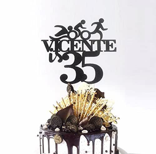 Amazon.com: Triathlon Cake Topper, Birthday Custom Name Age Cake Topper ...