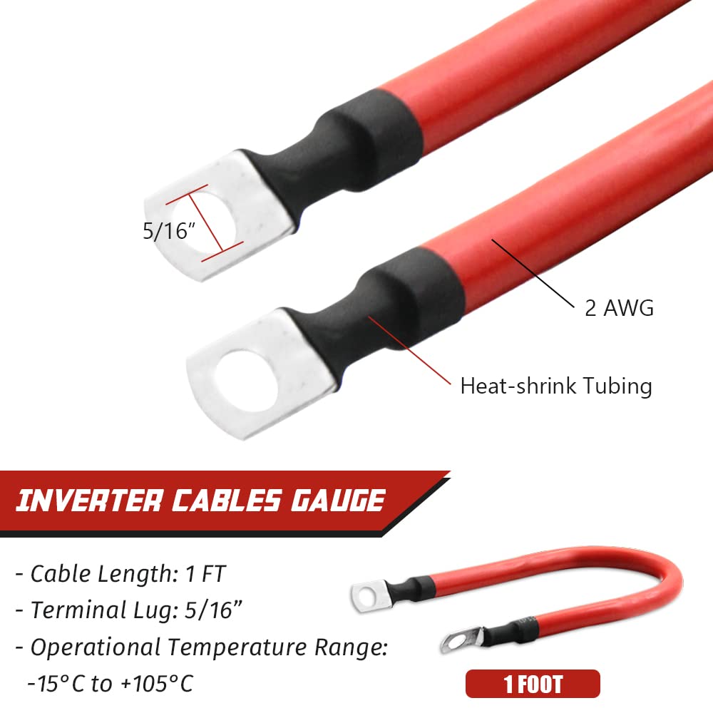 Snapklik.com : 2 AWG Gauge Red + Black Pure Copper Battery Inverter ...