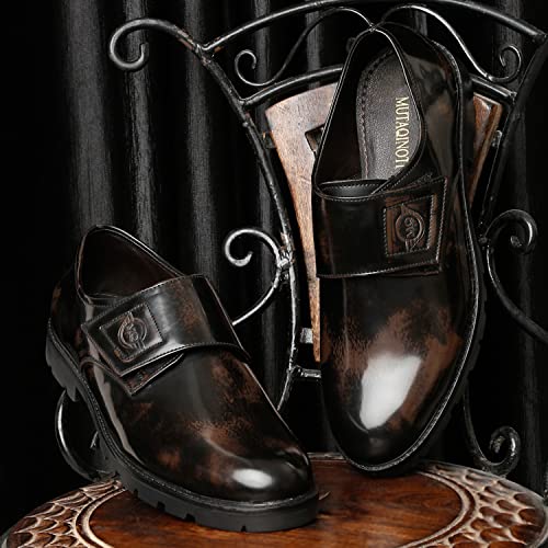 Buy MUTAQINOTI Monks Shoes for Men Bistre Brown Vegan Leather Shoe ...