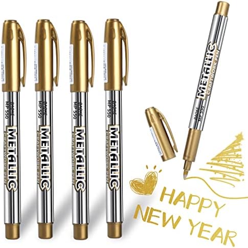 Amazon.com : SHARPIE Metallic Fine Point Permanent Marker, Gold, 4 ...