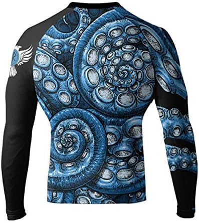 Raven Fightwear Men's Kraken Octopus IBJJF Approved Rash Guard Blue ...