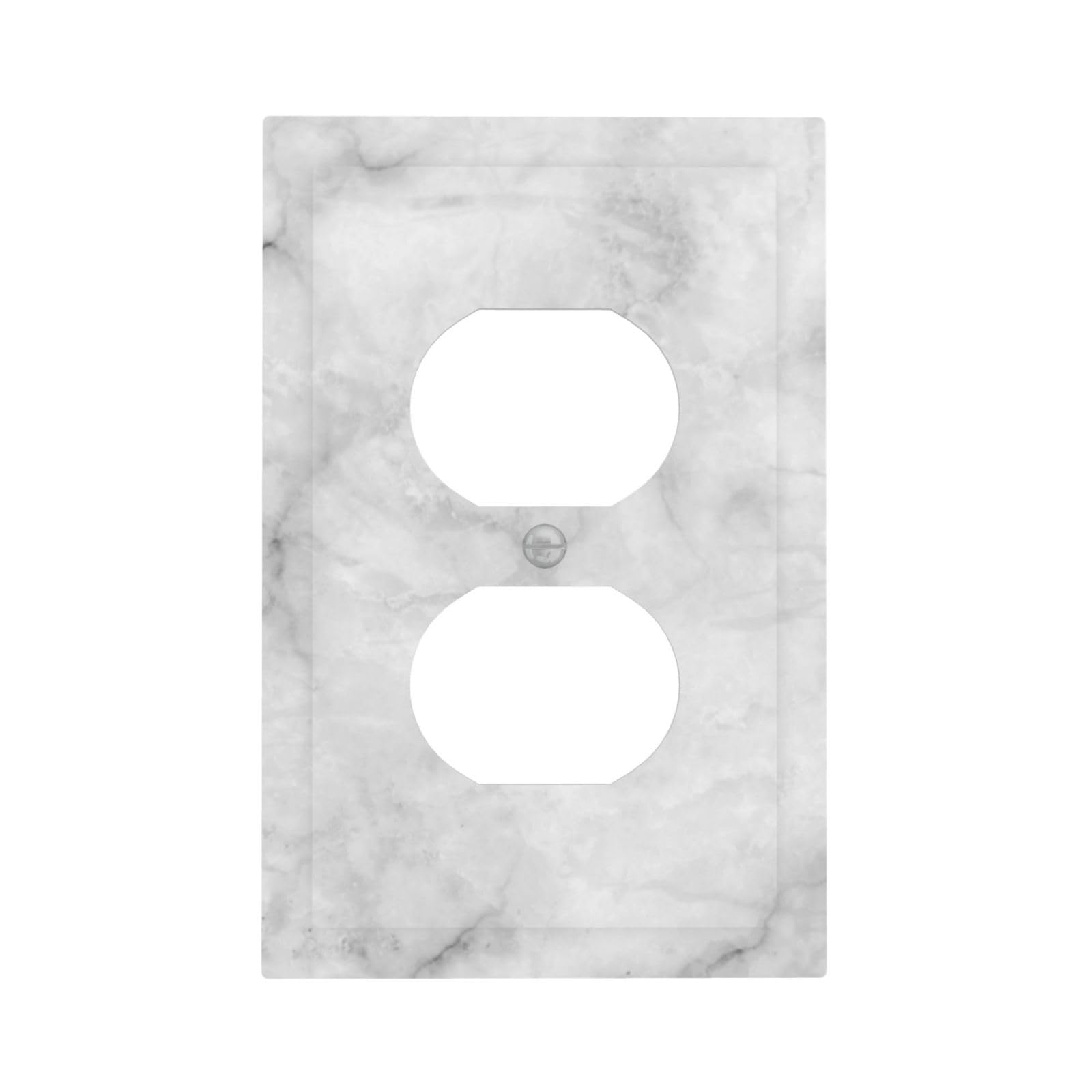 White Grey Marble Electrical Outlet Cover Decorative Wall Plate Single ...