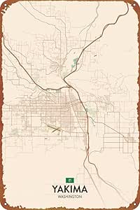 Amazon.com: Yakima WA Map Posters Retro Metal tin Sign Halloween Tin ...