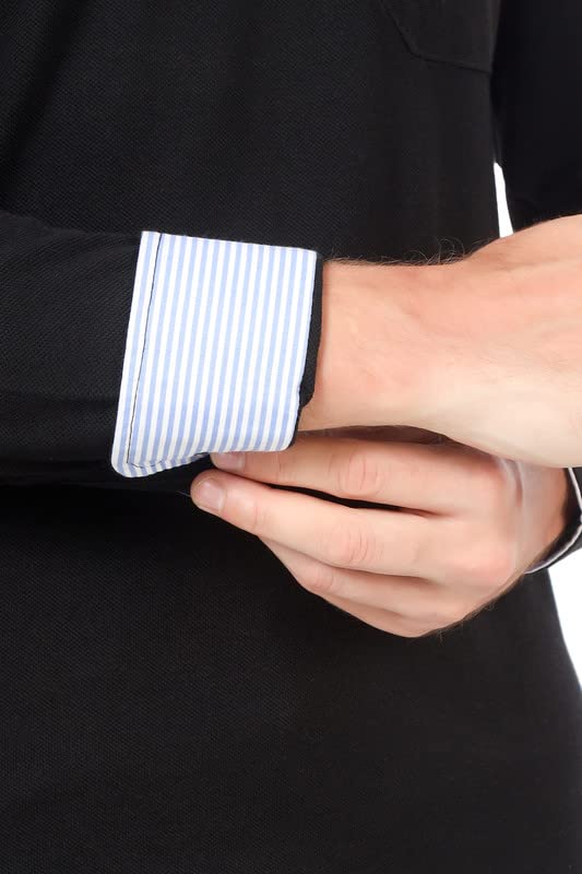 Buy Feel Good Cotton Plain Black Full Sleeve T-Shirt with Shirt Collar ...