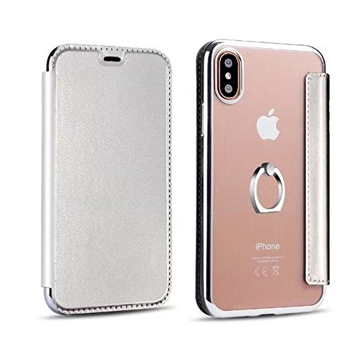 Amazon.co.jp: HelloGO iphoneXケース 手帳型ケース スタンド機能 耐衝撃 軽量 傷防止 超薄 携帯カバー カードポケット付き おしゃれ（シルバー） : 家電＆カメラ