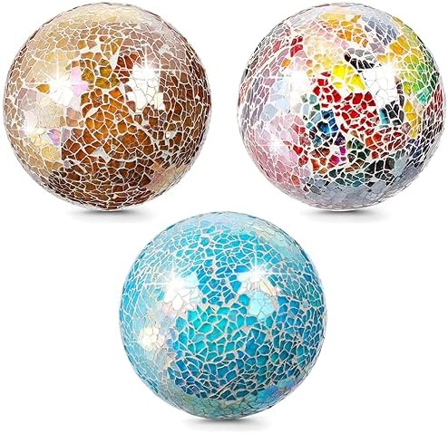 Amazon.com: TOPZEA Set of 3 Decorative Glass Balls, 4 Inch Colorful ...