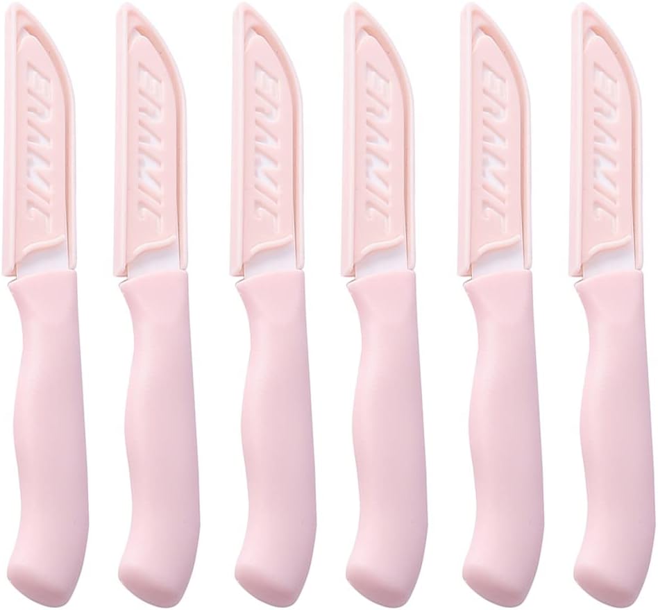 Amazon.com: WWZJ 6 Pack Pink Paring Knives with Cover, Lightweight ...