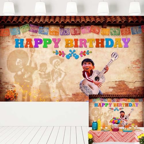 Amazon.com : Coco Birthday Party Backdrop Mexico Style Brown Wall ...