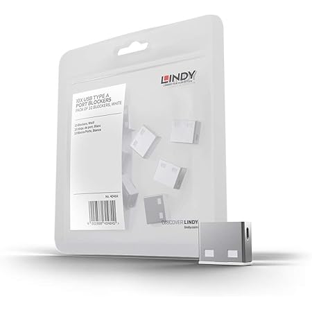 LINDY USB Port Blocker (without key) - Pack of 10 Colour Code: White ...