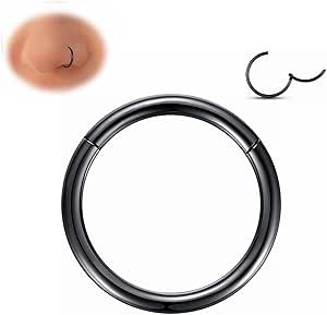 Amazon.com: YROGCU Nose Ring Lip Septum Earring-Clicker: Double/Triple Ring Open Stacked Ring ...