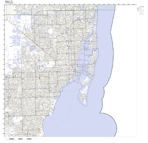 Miami, FL ZIP Code Map Laminated: Amazon.com: Office Products