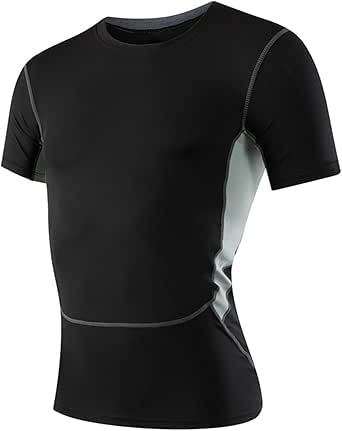 Amazon.com: Compression Shirt Men Short Sleeve Elastic Loose Tee Shirts ...