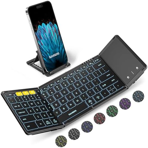 Amazon.com: AUSDOM Foldable Keyboard, Sofkeys Air3 Foldable Bluetooth Keyboard with Touchpad and ...