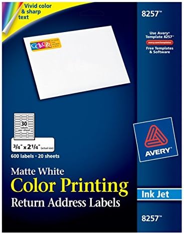 Amazon.com : Avery 8257 Color Inkjet Labels,Matte,Rectangle,3/4-Inch X2 ...