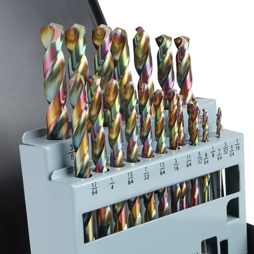 Lichamp Drill Bit Set, 21Pcs M2 HSS Cobalt Drill Bits from 1/16" to 3/8 ...
