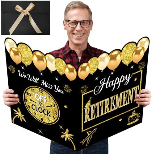 Amazon.com: 2 Pcs Large Retirement Cards Giant Guest Book 25 x 16 in ...