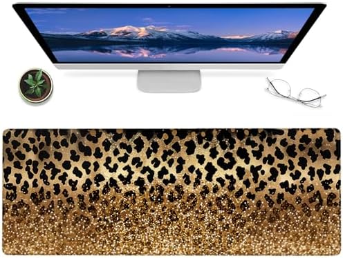Amazon.com: ainori Leopard Print Glitter Gaming Mouse Pad – 12x31.5in Large Non-Slip Rubber Desk ...