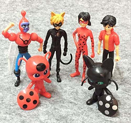 Buy 6 Pcs Ladybug Action Figure - Ladybug and cat Noir Miraculous ...