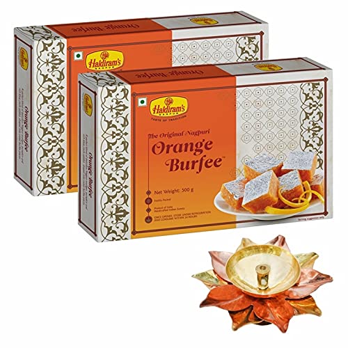 Haldiram's Nagpur Orange Burfee Pack of 2 (500 g x 2) with Small Diya ...