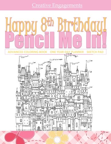 Happy 8th Birthday: Coloring Book for Girls ; 8th Birthday Party ...