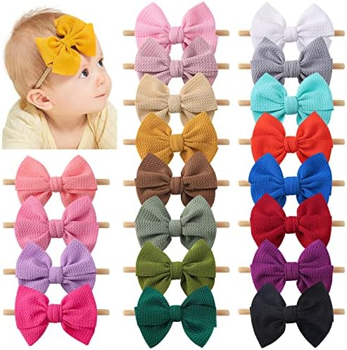 Amazon.com: doboi 10PCS Baby Girls Headbands Hair Bows Nylon Cotton ...