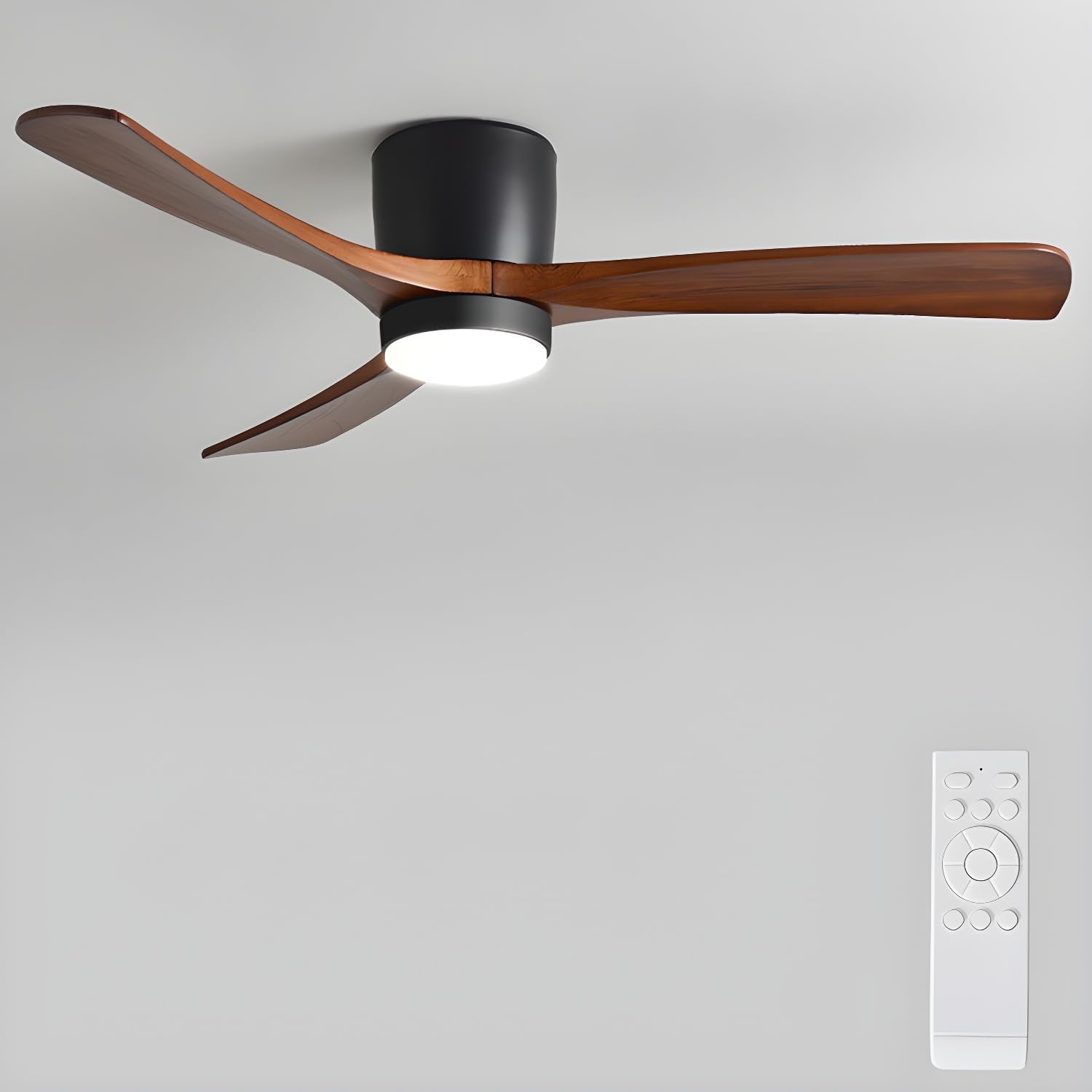 LITFAD Nordic Wooden Ceiling Fan Light Fixture Minimalist LED Ceiling ...